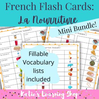 French Food Flash Cards La Nourriture Mini Bundle By Katies