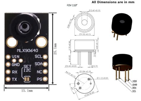 probots mlx90640baa thermal image camera module temperature sensor