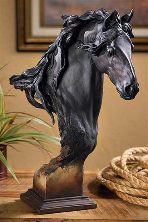 Equus Friesian Horse Sculpture Hand Painted Equestrian Decor