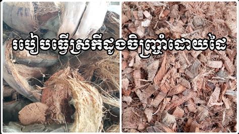 របៀបធ្វើស្រកីដូងចិញ្ច្រាំដោយដៃ How To Make A Homemade Coco Husk Chips