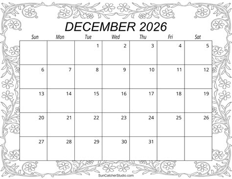 Editable December 2026 Calendar Printable Templates Hub
