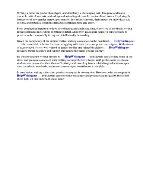 Thesis Gender Stereotypes Pdf
