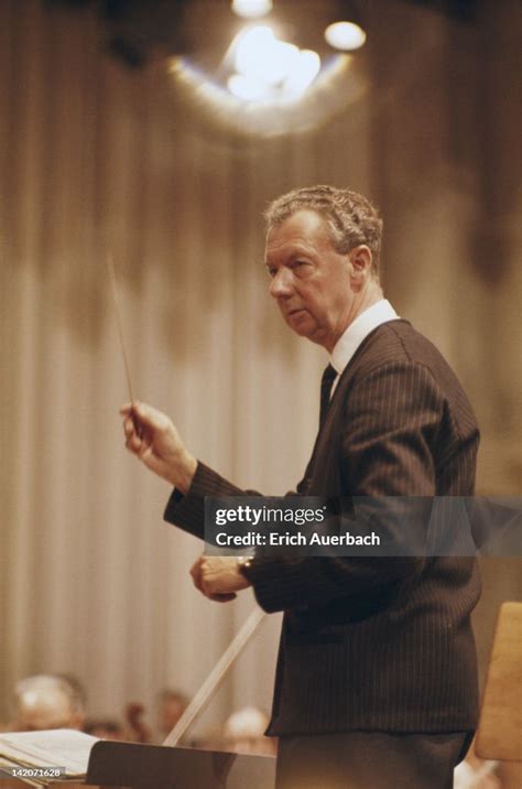 English Composer Benjamin Britten Conducting Circa 1965 News Photo