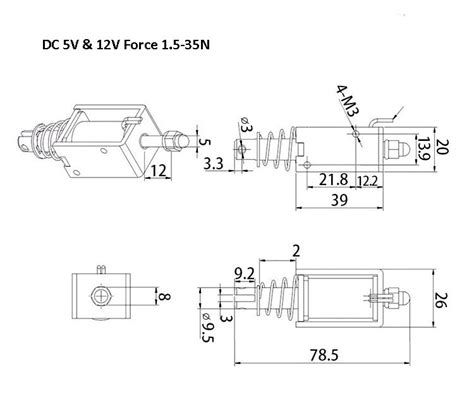 12v Magnetic Solenoid 1535n Long Stroke Electromagnet