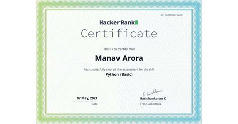 Hackerrank Certification Python3 Pythonprogramming Manav Arora