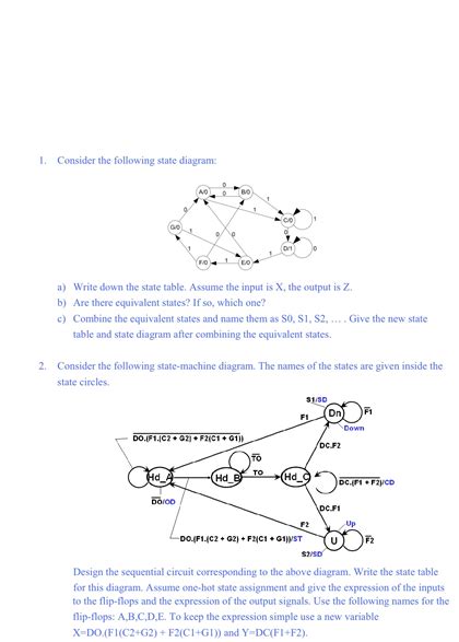 solved consider the following state diagram write down the