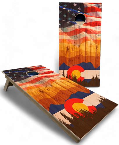 Colorado American Flag Wood Plank Cornhole Boards Iheartcornhole
