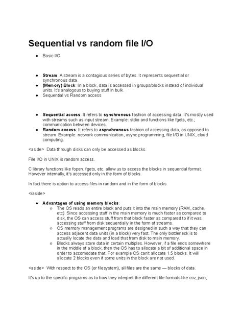 Sequential Vs Random File I O Sequential Vs Random File Io Basic Io
