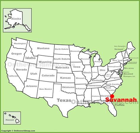 Savannah Location On The U S Map