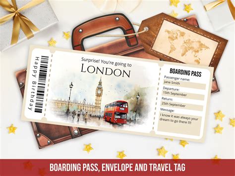 Editable London Boarding Pass Template Personalized Printable Surprise