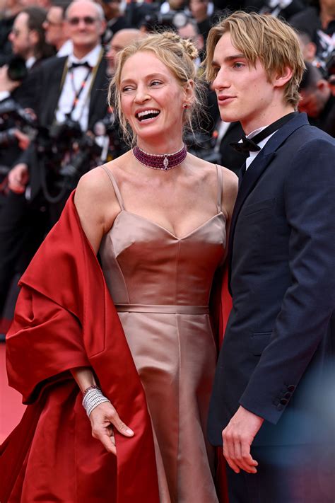 Uma Thurman Walks Cannes Film Festival Red Carpet With Son Levon Us