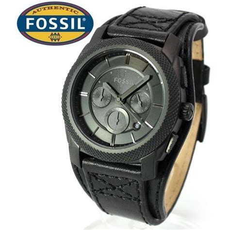 Fossil Machine Cuff Leather Watch Black Fs4617 Amazon Price Tracker