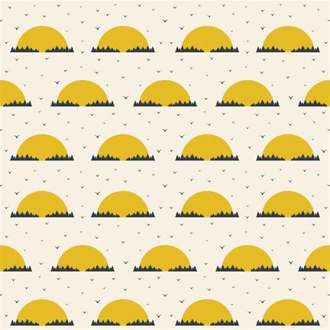 Premium Vector Seamless Pattern Of Sunrise And Flying Birds