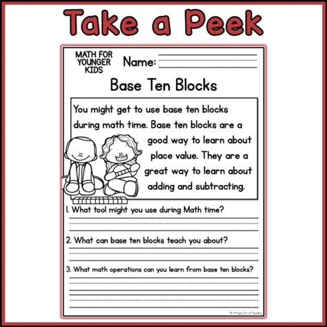 K 3 Math Reading Comprehension Passages Questions Stem Fluency Activity