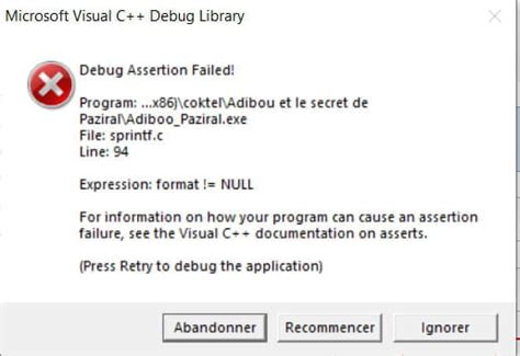 Erreur Microsoft Visual C Debug Library Forum Windows 10