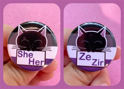 Kitty Cat Asexual Pride Flag Pronoun 125 Inch Pin Back Etsy