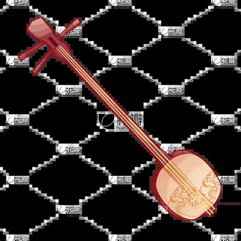 手绘 传统乐器贴纸 月琴素材 花瓣网