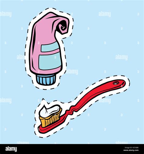 Toothbrush And Toothpaste Label Sticker Stock Vector Image And Art Alamy