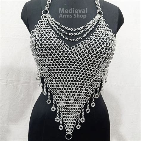 Chainmail Top Bra Metal Aluminum Butted 10mm Ring Chain Design Body