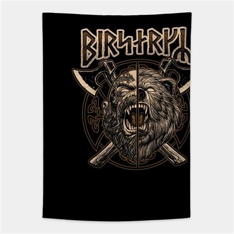 Norse Viking Berserker Runes Pagan Bear Warrior Tapestry Viking