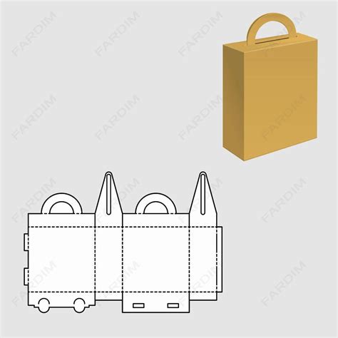 قالب دایکات جعبه و طرح بسته بندی کارتن راف پک دسته دار کد 104 دانلود طرح