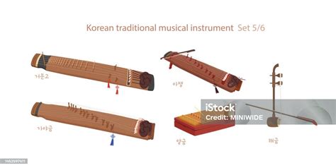 Koleksi Alat Musik Tradisional Korea Ilustrasi Stok Unduh Gambar