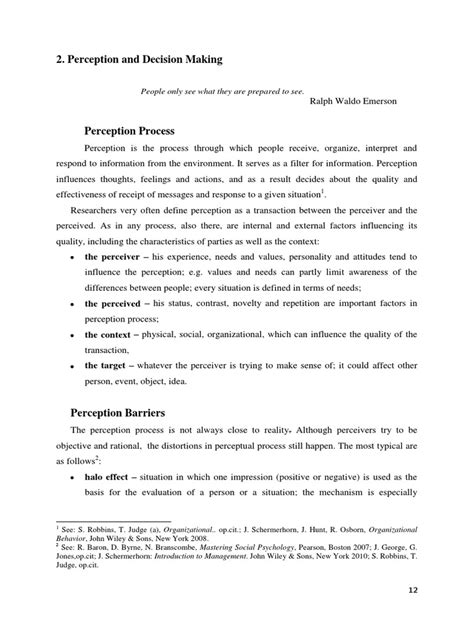 Perception And Decision Making Insights Pdf Perception Stereotypes