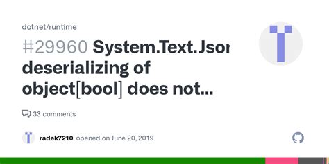 Systemtextjson Deserializing Of Object Bool Does Not Produce Boolean