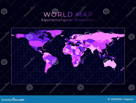 World Map Equirectangular Plate Carree Stock Vector Illustration Of