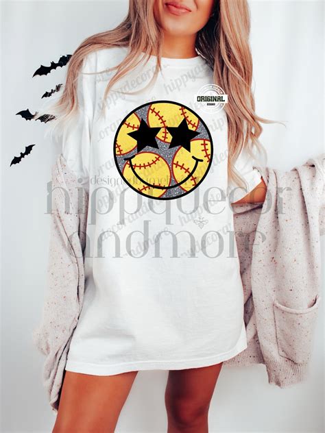 Softball Png Smiley Face Png Softball Vibes Softball Mom Comfort Colors