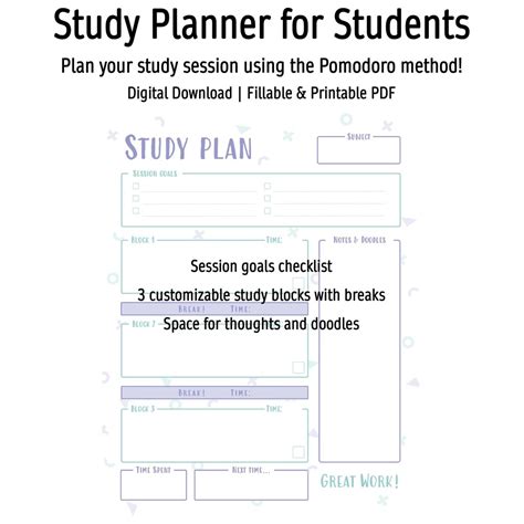 Printable Digital 3 Block Study Planner For Students College Planner