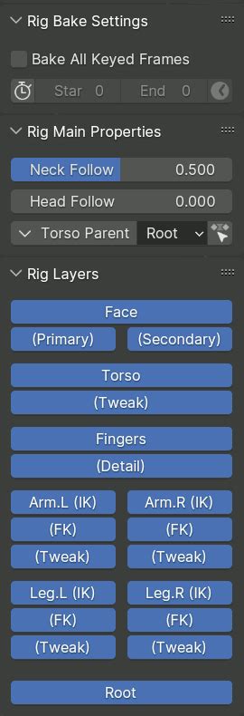 Generated Rig Features Blender LTS Manual