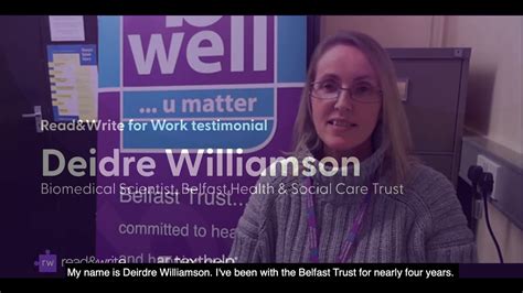 Deirdre Williamson Belfast Trust Readandwrite For Work User Story