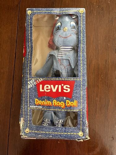 Vintage 1973 Official Levis Knickerbocker Denim Rag Doll With Box