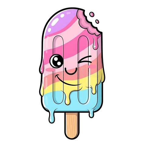 A Cartoon Popsicle With A Bite Taken Out Winking And Smiling With