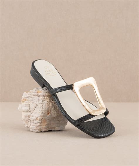 The Amiyah Black Statement Buckle Sandal Oasis Society