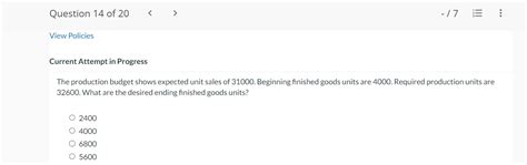 Solved The Production Budget Shows Expected Unit Sales Of