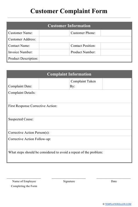 Complaint Form Template Templates Hexagon