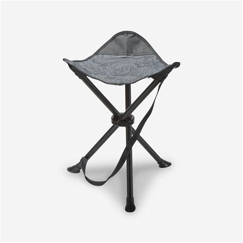 3 Legged Camping Stool Grey Carbon Grey Quechua Decathlon