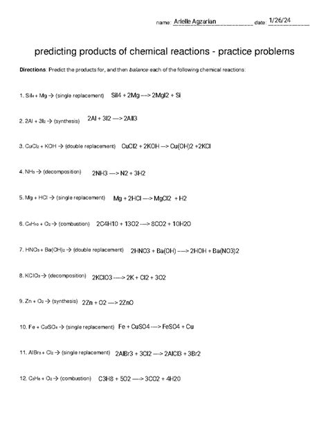Extra Practice Predicting Products Name
