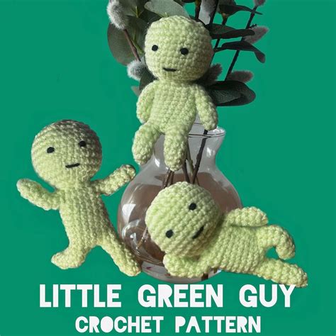 Digital Download Crochet Pattern Poseable Little Green Guy Pdf Blind