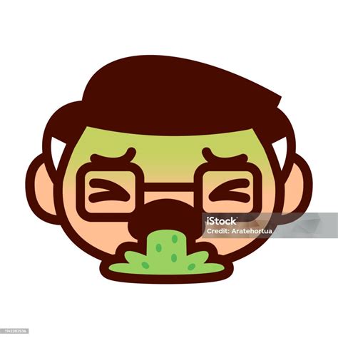 Ilustración De Dibujos Animados Emoji Personaje Puking Aislado Sobre