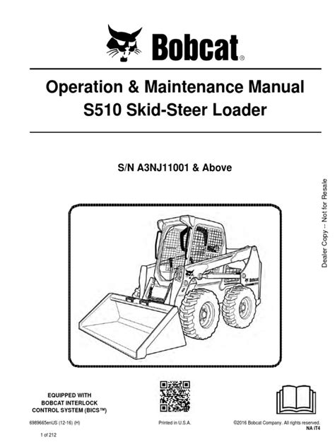 Bobcat S510 Operation Manual Pdf Loader Equipment Internal