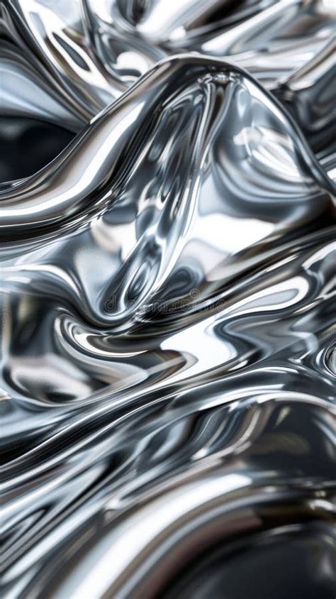Abstract Metallic Liquid Waves Close Up Futuristic And Modern Concept