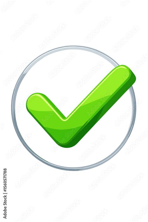 3d Green Check Mark Vector Icon In A Glossy Circle Button Correct Yes Approved Accepted And