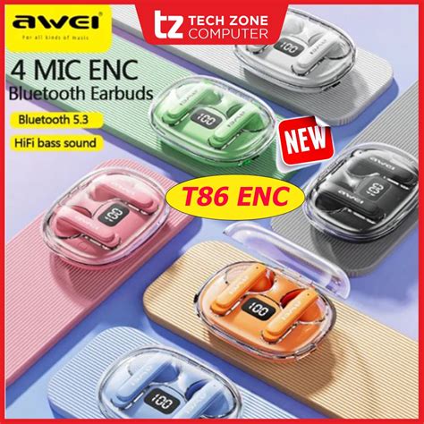Awei T86 Enc Jelly Bean Tws Bluetooth V53 Wireless Earbuds Sport With