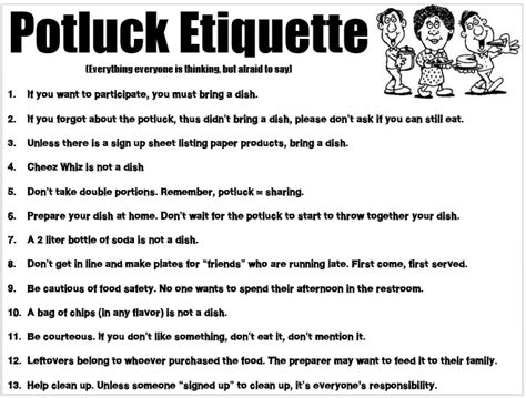 Potluck Etiquette Whos Coming To Dinner Potluck Rules Potluck