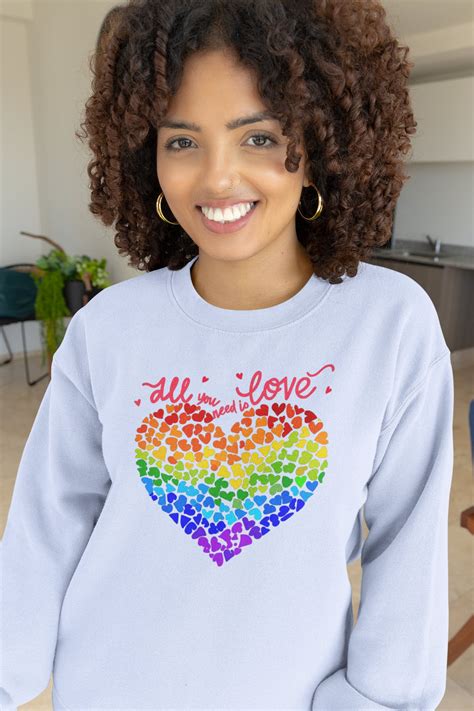 Valentines Day T All You Need Is Love Rainbow Heart Sweatshirt Retro