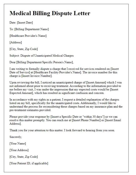 Letter Template For Medical Billing Dispute Resolution Free Samples In Pdf Letterin