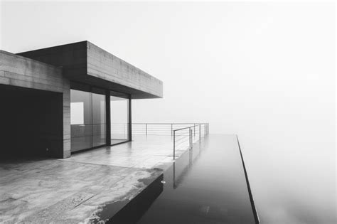 Modern Architecture In Fog Premium Ai Generated Image